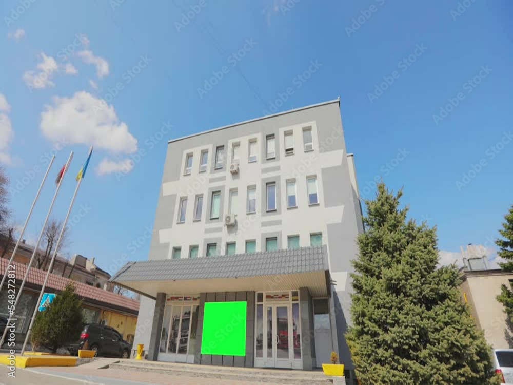 An office building with a green screen area for inserting your ...
