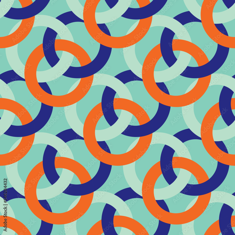 Tangled Overlapping Circles Geometric Seamless Vector Pattern