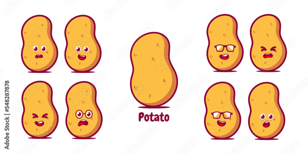 Happy cute smiling potato. Vector flat cartoon character illustration ...