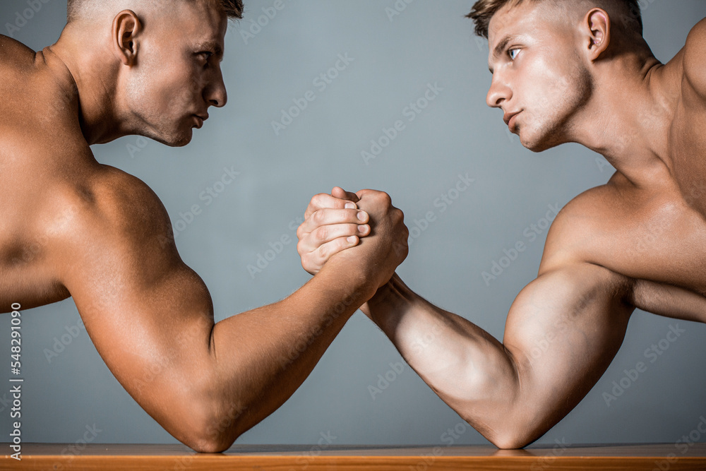 Stockfoto Hand wrestling, compete. Hands or arms of man. Rivalry ...