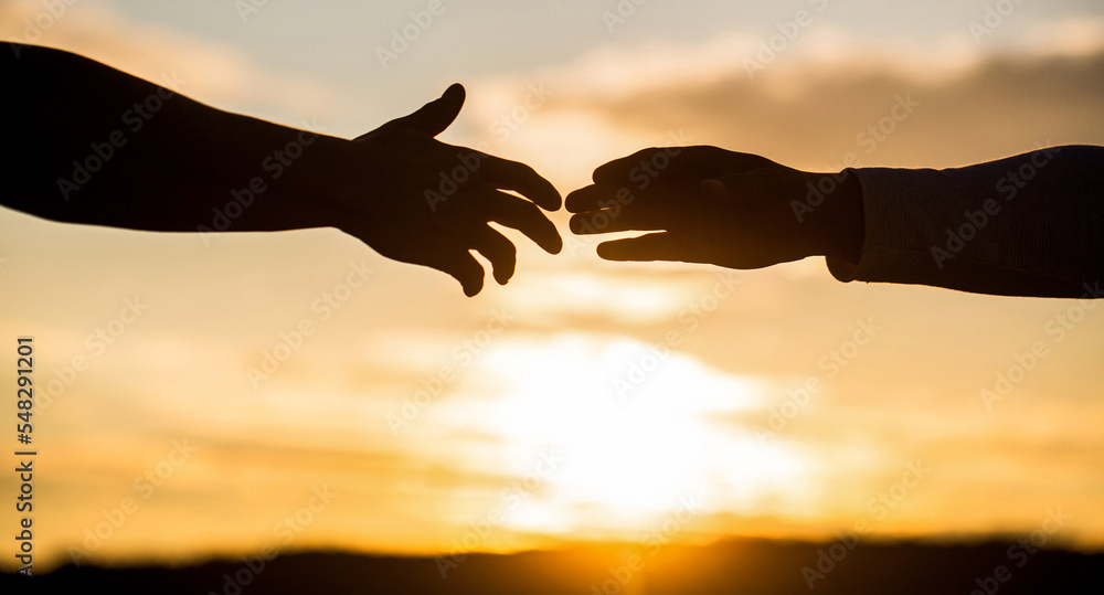 Outstretched hands, salvation, help silhouette, concept help. Giving a helping hand. Rescue ...