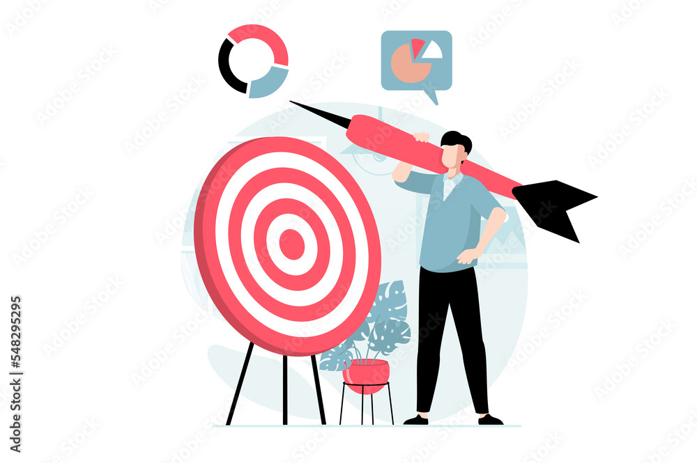 Strategic planning concept with people scene in flat design. Man ...