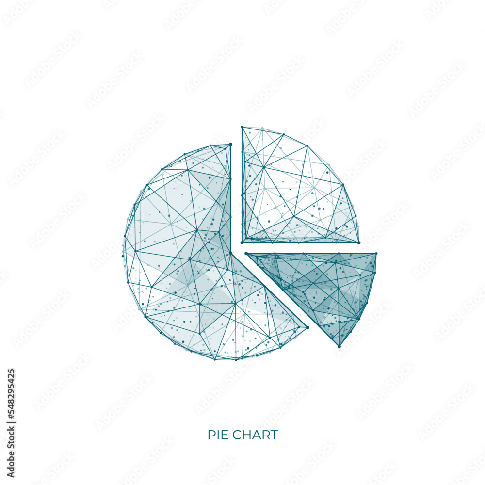 Isolated vector pie chart on white background. Polygonal digital ...