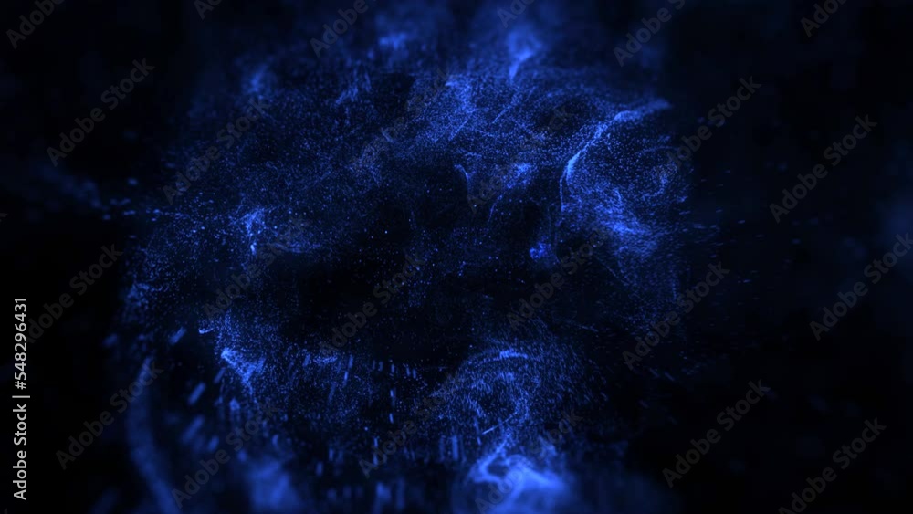 Glowing particle background that creates curves and 3D textures, grids ...