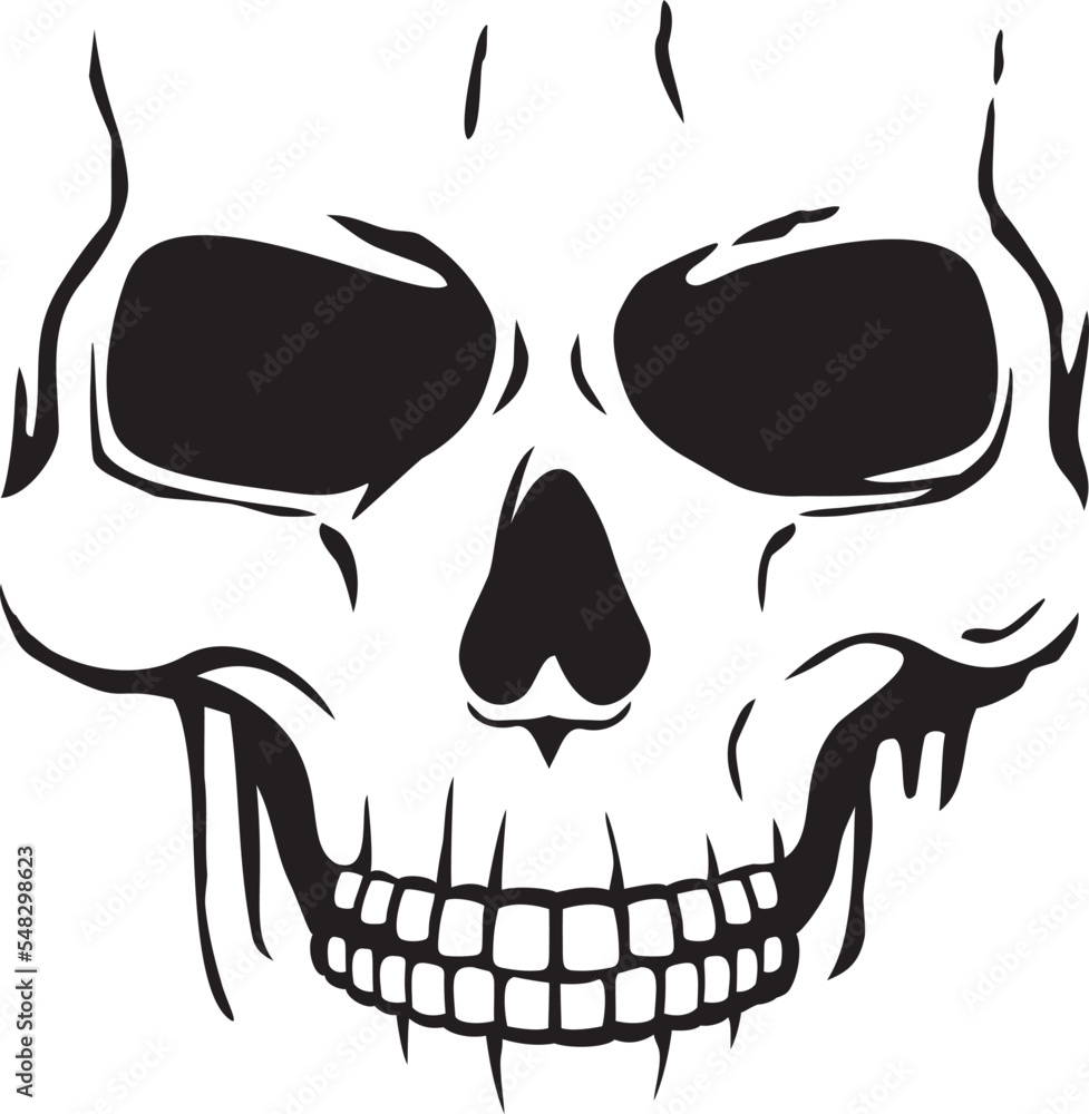 Human Skull Black and White. Skeleton Head.Vector Illustration. Stock ...