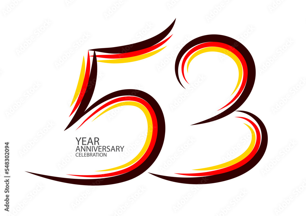 53 years anniversary celebration logotype colorful line vector, 53th ...