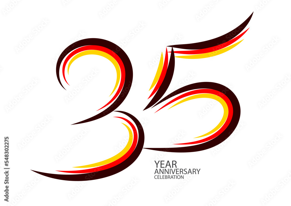 35 years anniversary celebration logotype colorful line vector, 35th ...