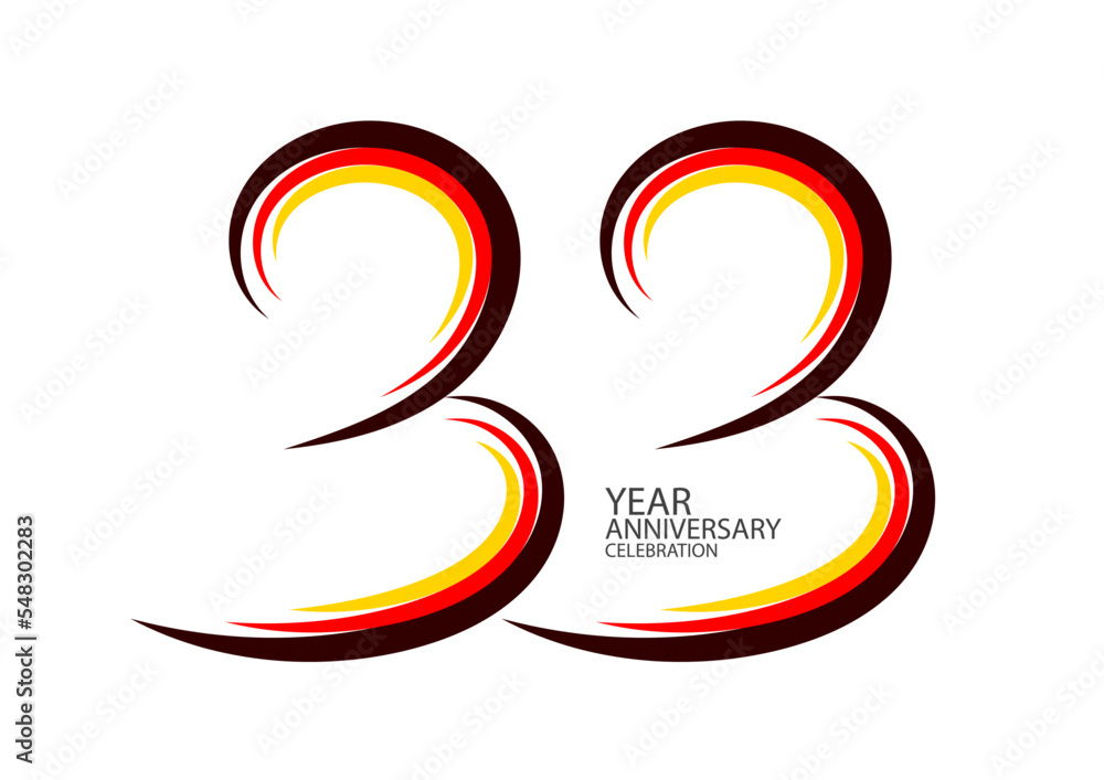 33 years anniversary celebration logotype colorful line vector, 33th ...