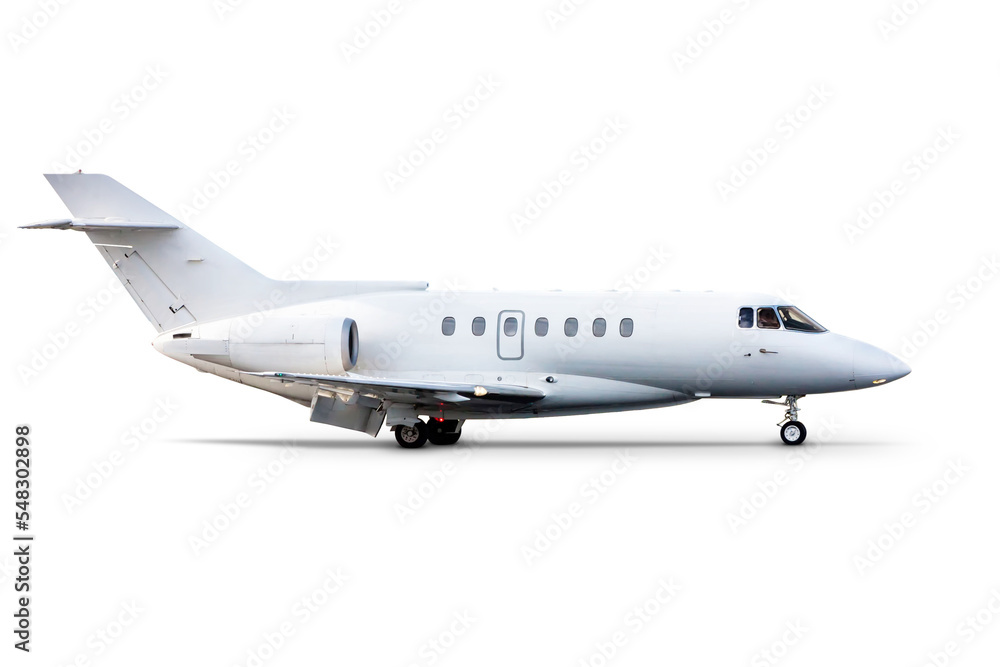 White modern corporate business jet isolated on transparent background ...