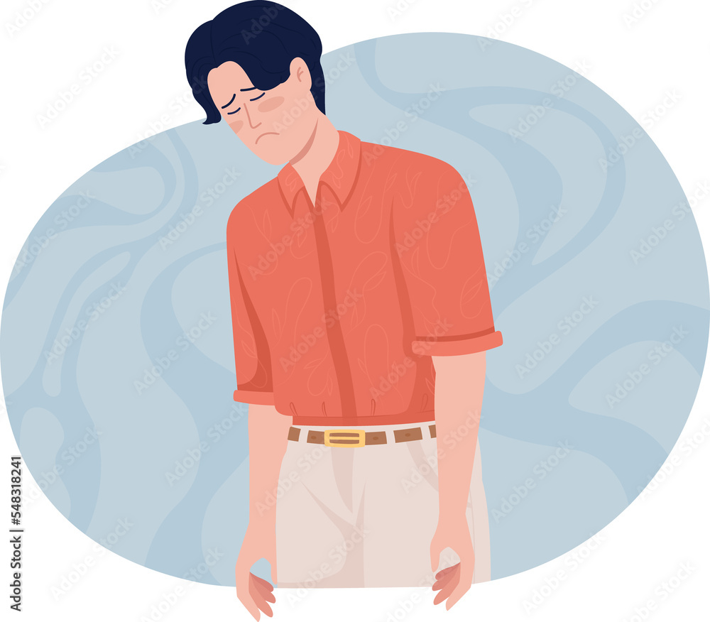 Sadness 2D raster isolated illustration. Depressed flat character on ...