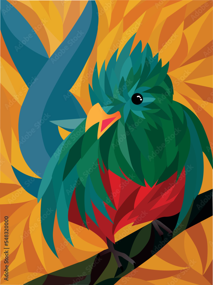 el quetzal, ave sagrada de mayas y aztecas Stock Vector | Adobe Stock