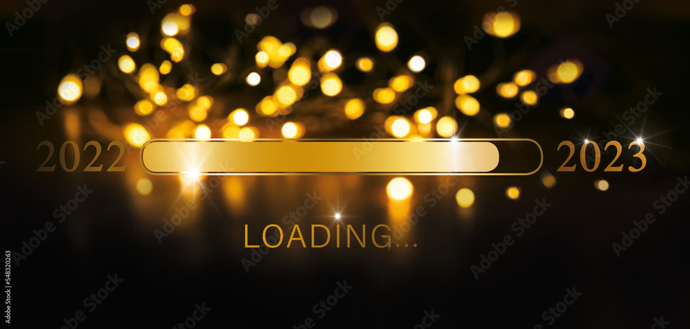 New year eve background with glowing lights and Loading year 2024 ...