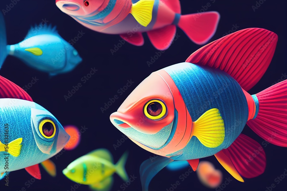cartoon fish in the sea Stock Illustration | Adobe Stock