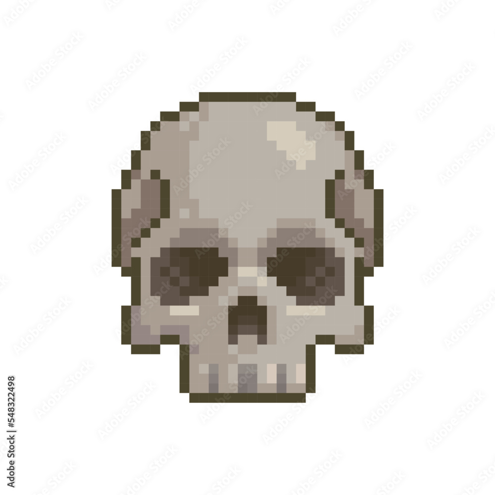 Human skull icon, pixel art video game object Stock Vector | Adobe Stock