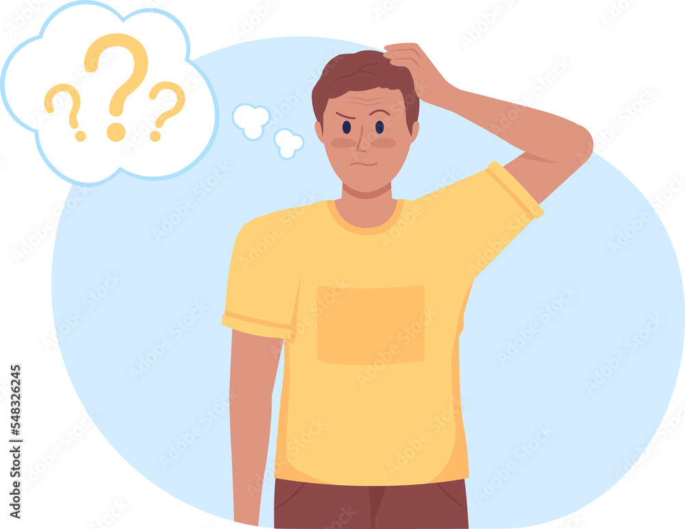 Confusion 2D raster isolated illustration. Questioning and pensive flat ...