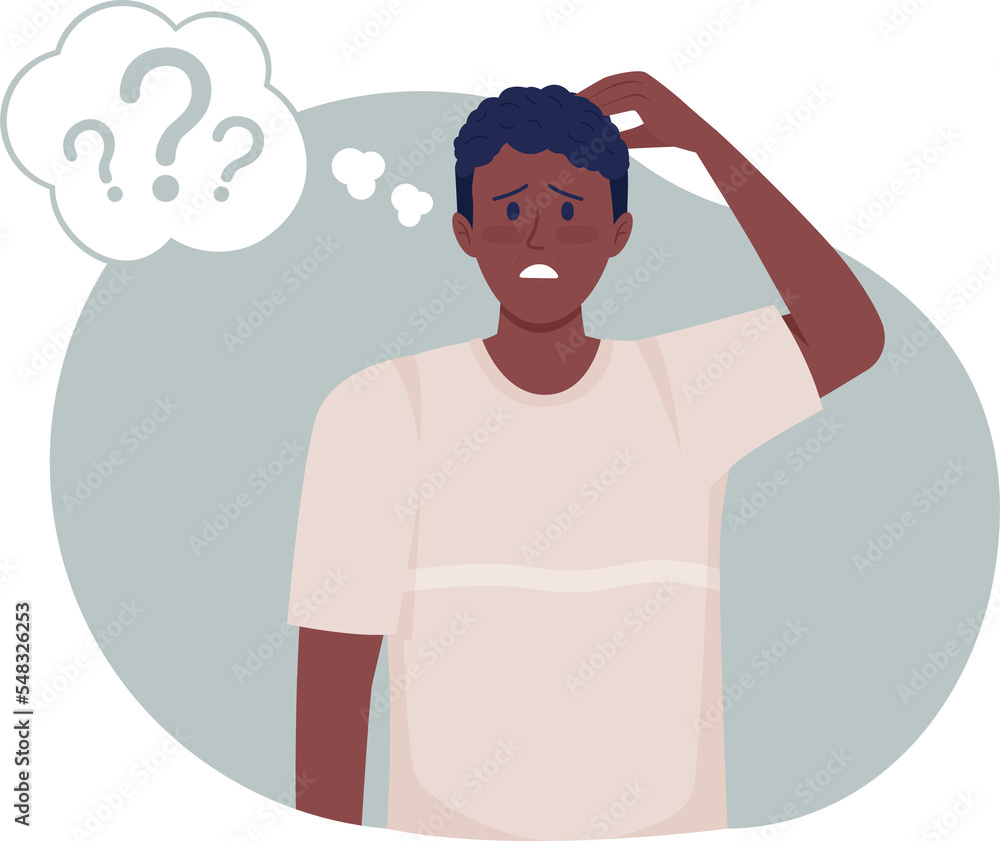 Bewilderment 2D raster isolated illustration. Questioning and upset ...