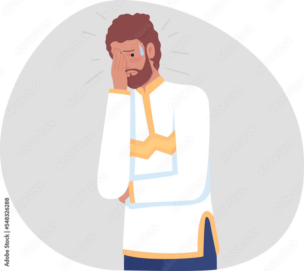 Feeling ashamed 2D raster isolated illustration. Unpleasant emotion ...