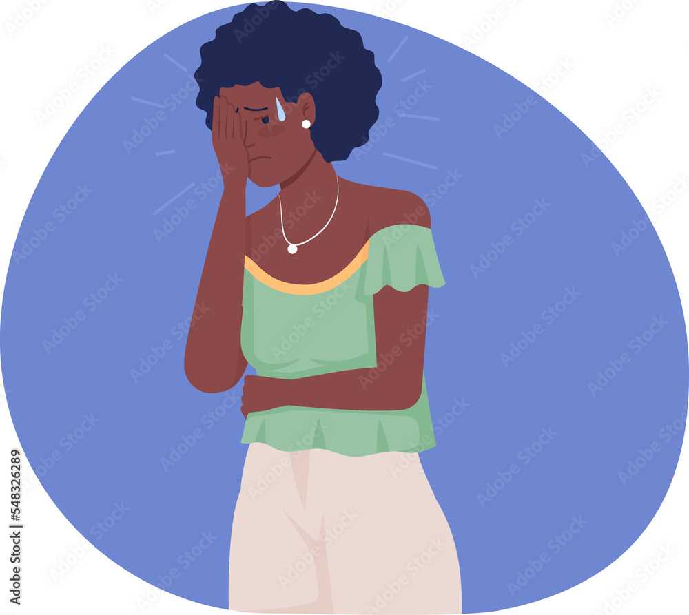 Shame 2D raster isolated illustration. Unpleasant sensation of guilt ...