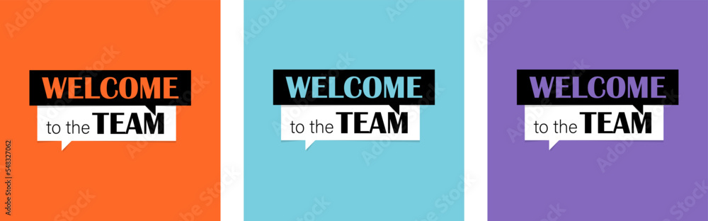 Welcome to the team. Welcome posters set with text Stock Vector | Adobe ...