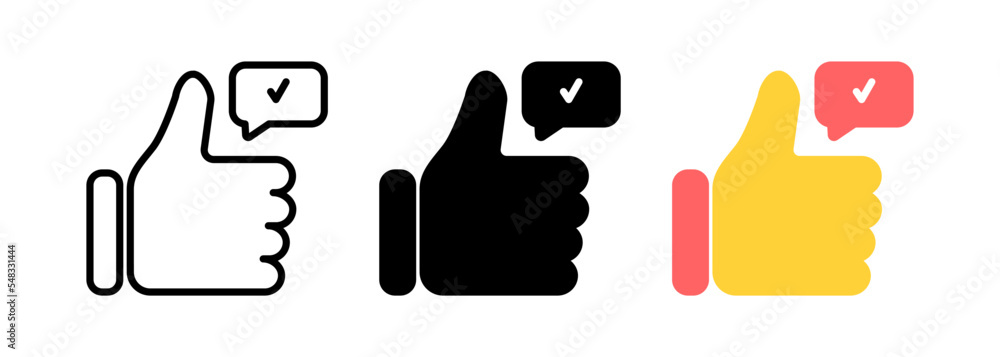 Thumbs up and check mark icon set. Good sign. Editable vectors. eps 10 ...