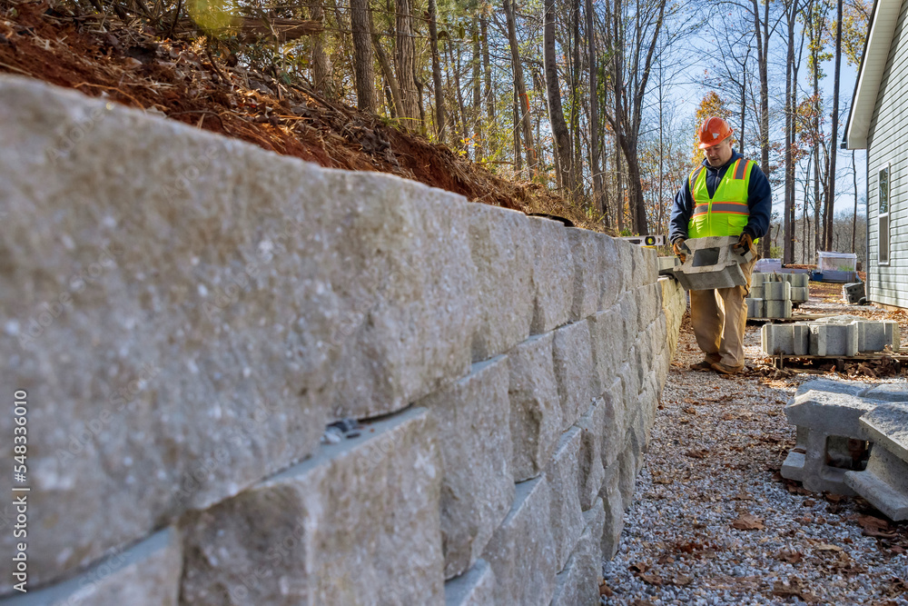An installation of concrete block wall was observed as contractor ...