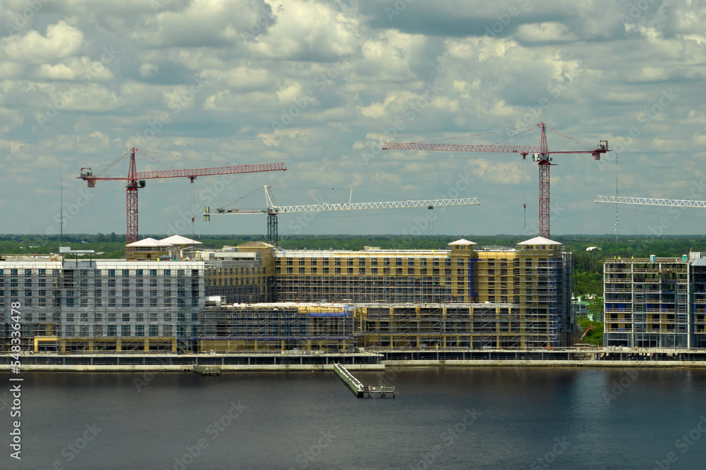 Tower cranes and frame structure of high residential apartment ...