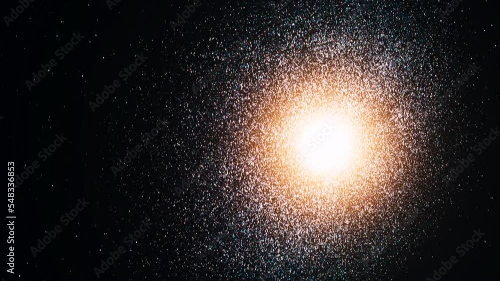 Illustration of star emitting luminous particles. Abstract background ...