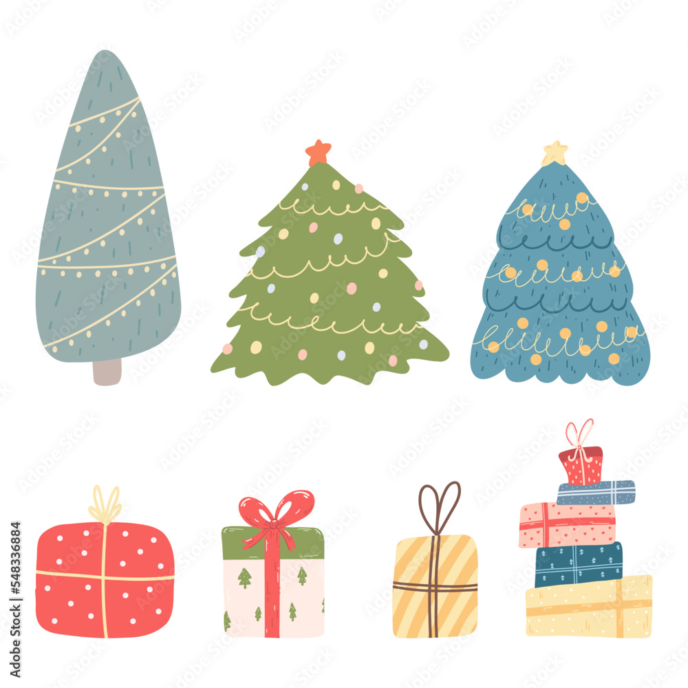 Presents Under Tree Vector