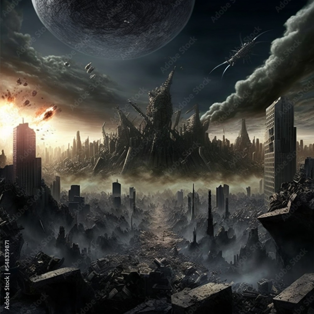 A post-apocalyptic world ruled by aliens. Futuristic fantasy. Monster ...