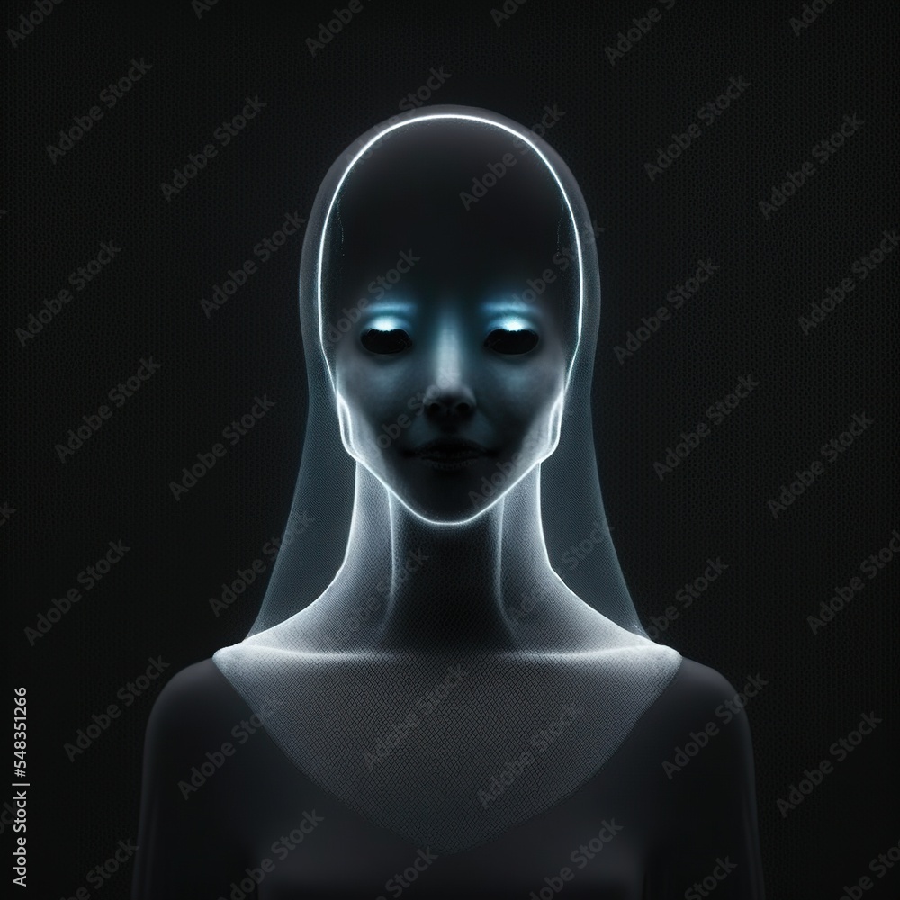 Scary ghost character isolated on black background. Horror concept ...