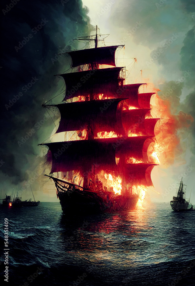 Burning Pirate Ship