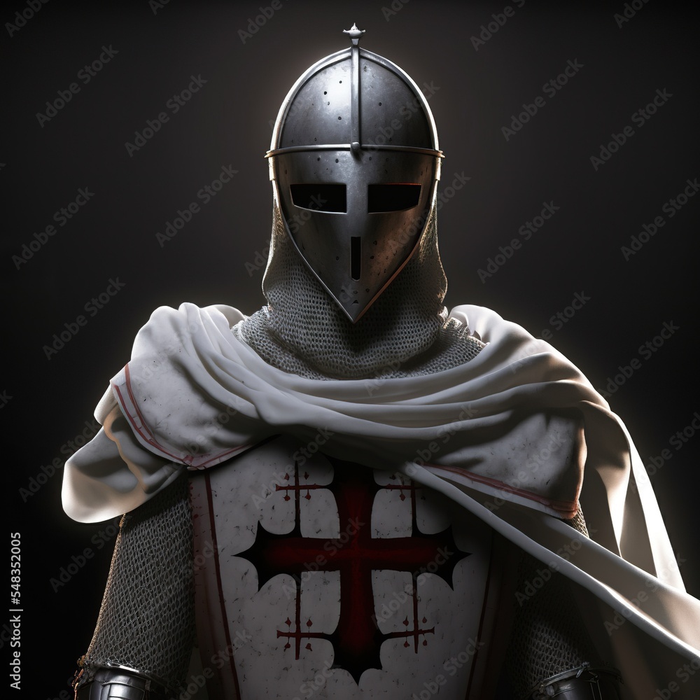 Medieval templar crusader knight in full armor 3d render. Character ...