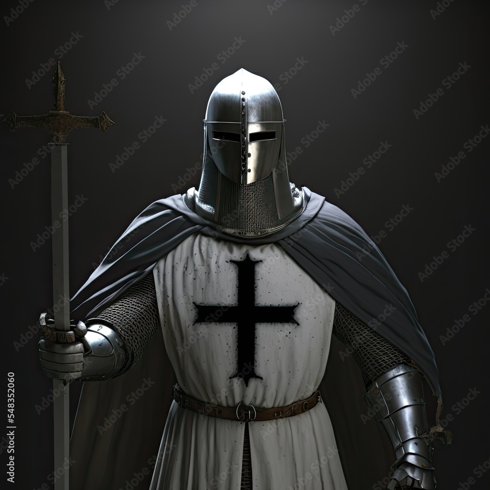 Medieval templar crusader knight in full armor 3d render. Character ...