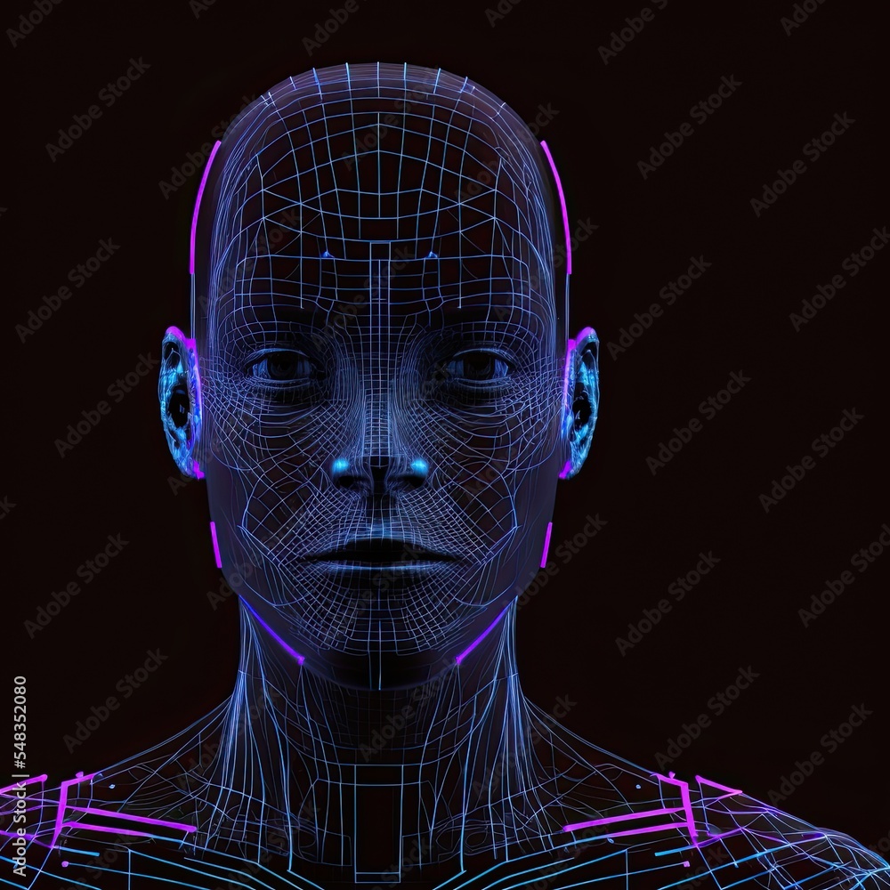 3d render character design male avatar in cyberspace metaverse matrix ...