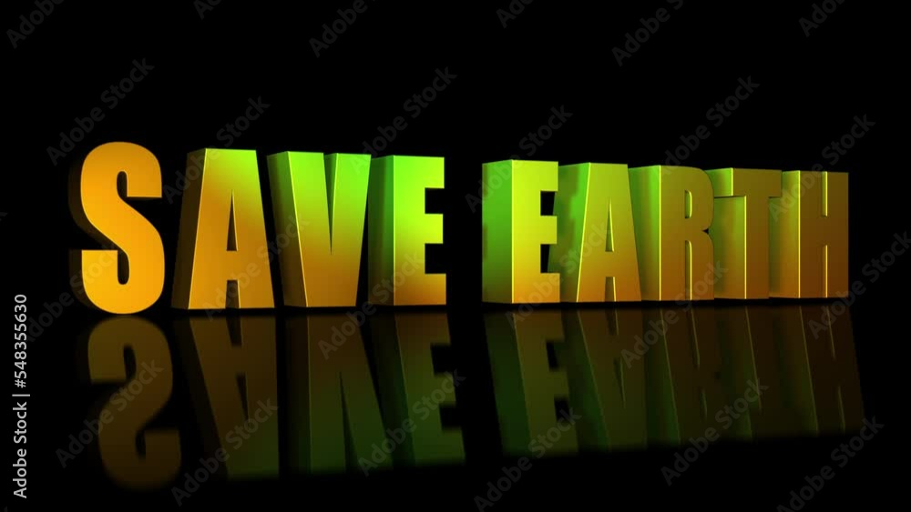 Animation of save earth text appearing from a flame and heat wave on ...