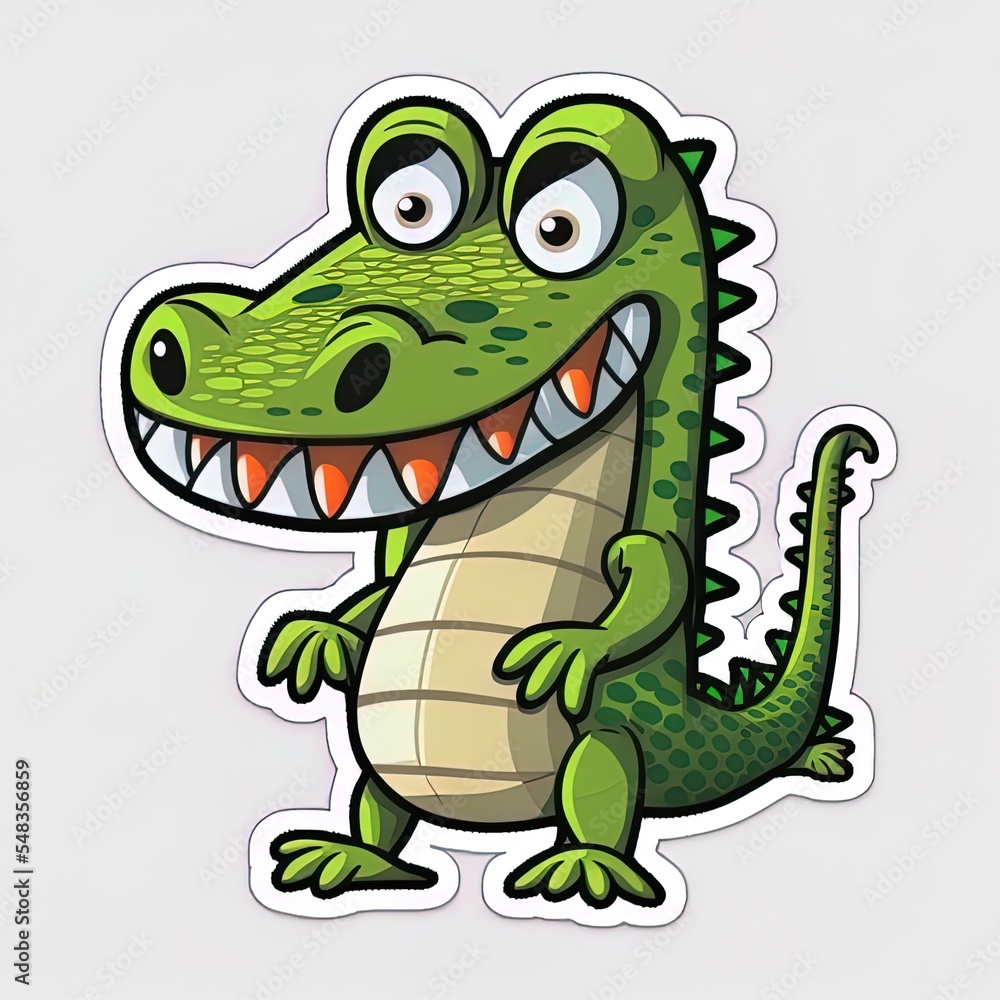 Crocodile wild animal cartoon sticker Stock Illustration | Adobe Stock
