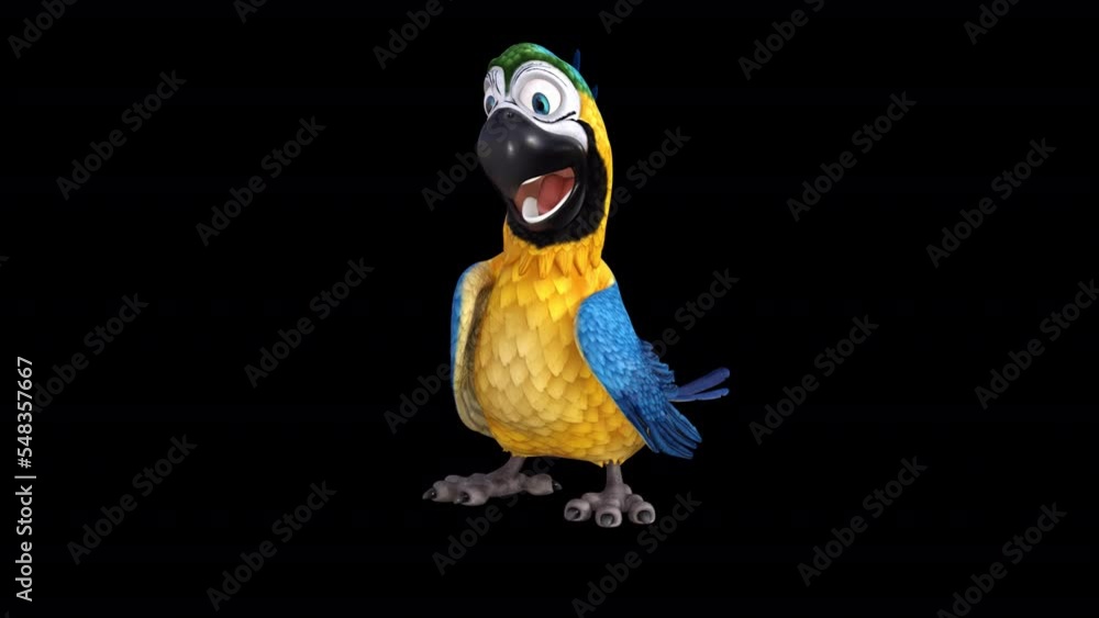 Funny Macaw Parrot Character on transparent alpha background HD loop ...