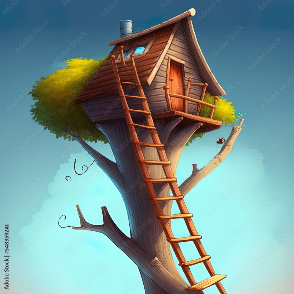 Wooden ladders realistic cartoon style Stock Illustration | Adobe Stock