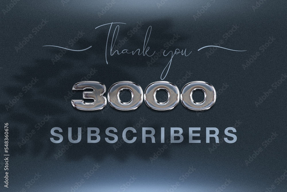 3000 subscribers celebration greeting banner with Chrome Design Stock ...
