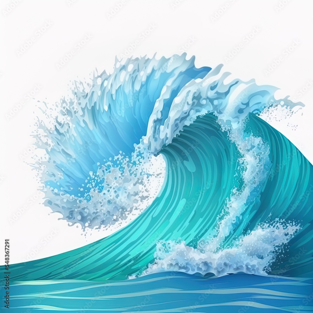 Realistic wave big ocean or sea curve water splash Stock Illustration ...