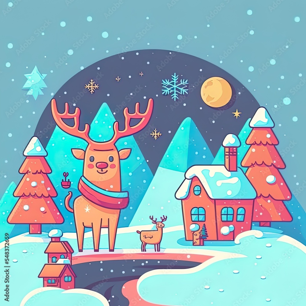 Christmas Desktop Wallpaper Template, Cartoon Greetings, Festive Design ...
