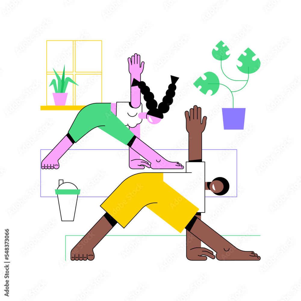 Fitness couple isolated cartoon vector illustrations. Young couple ...