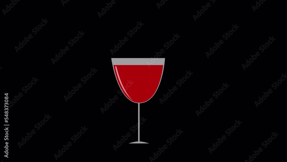 Cartoon style 2d animation. Pouring water and wine or juice into a ...