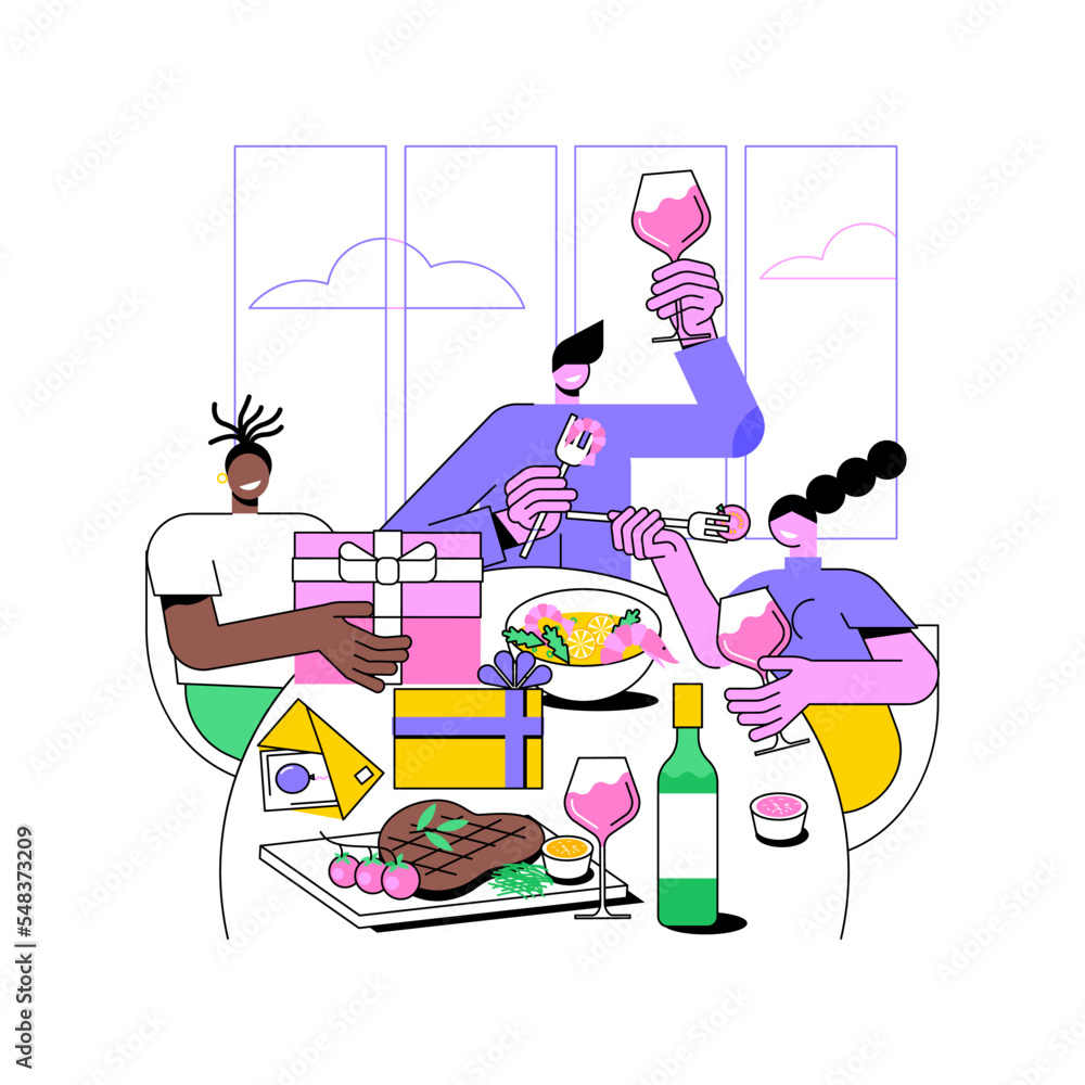 Going to a restaurant isolated cartoon vector illustrations. Friends ...