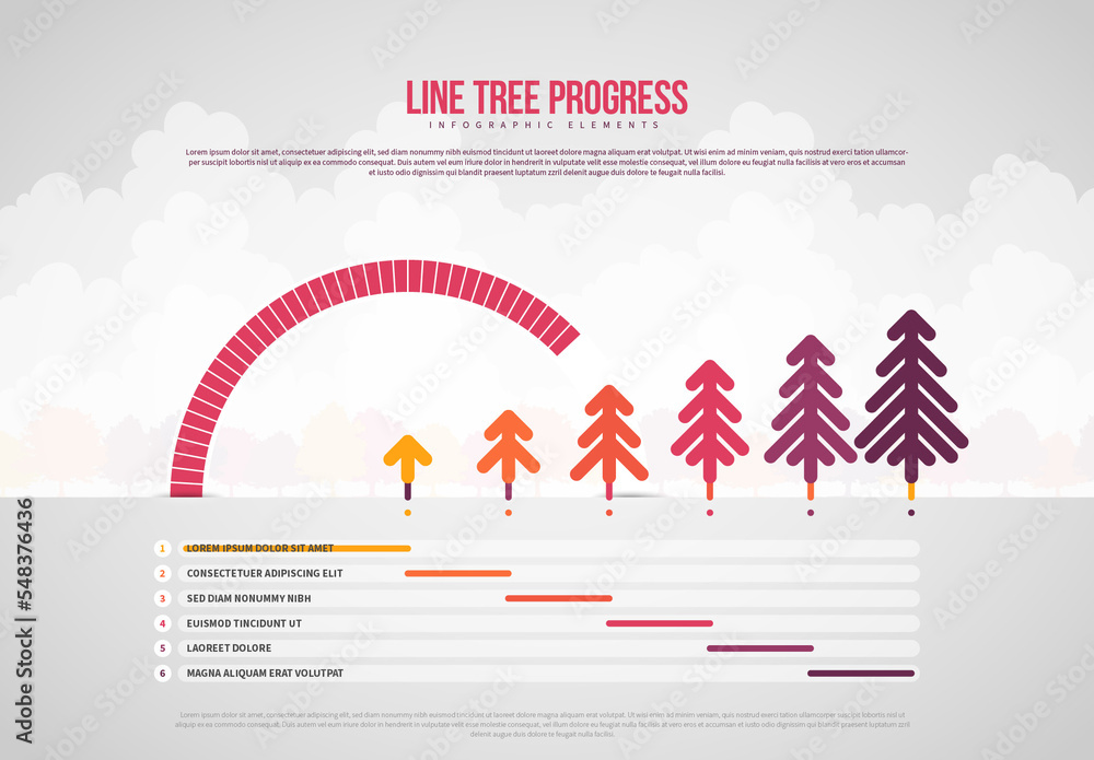 Line Tree Progress Infographic Stock Template | Adobe Stock