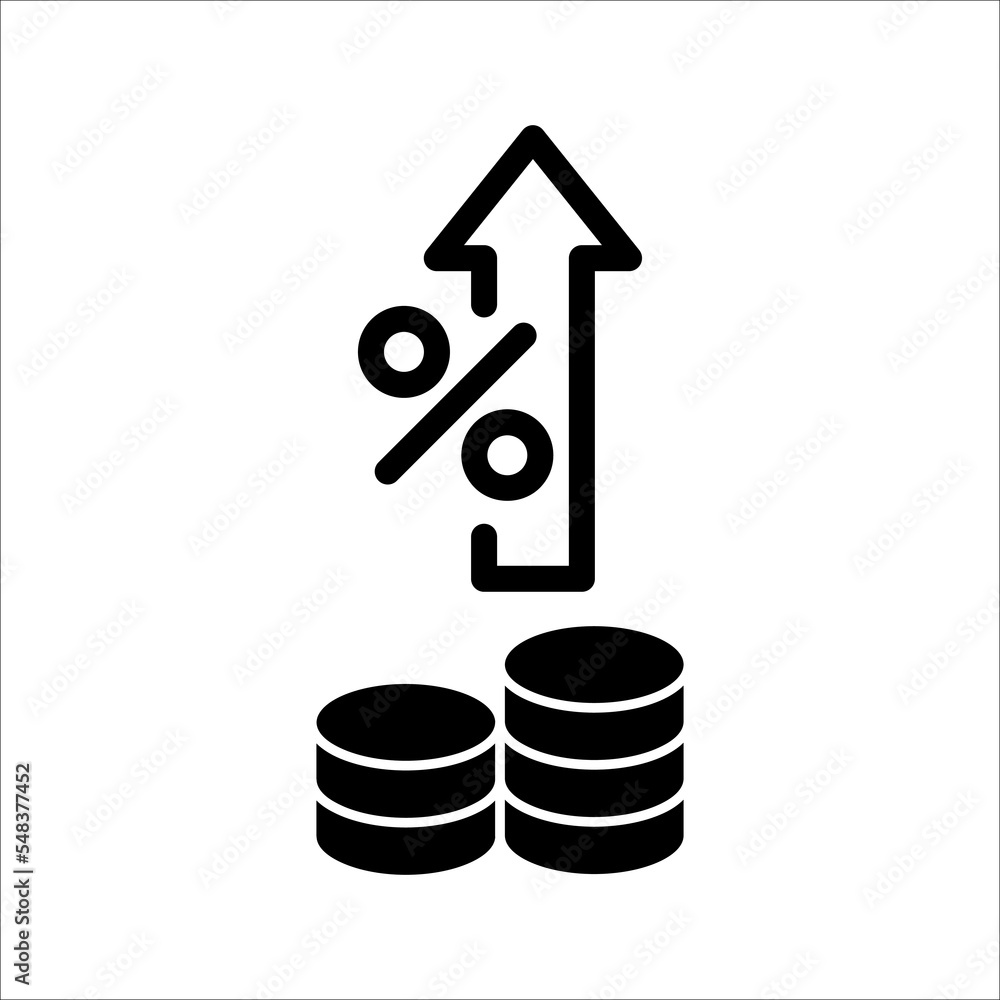 Inflation line icon. Money tax rate sign. Financial interest symbol ...