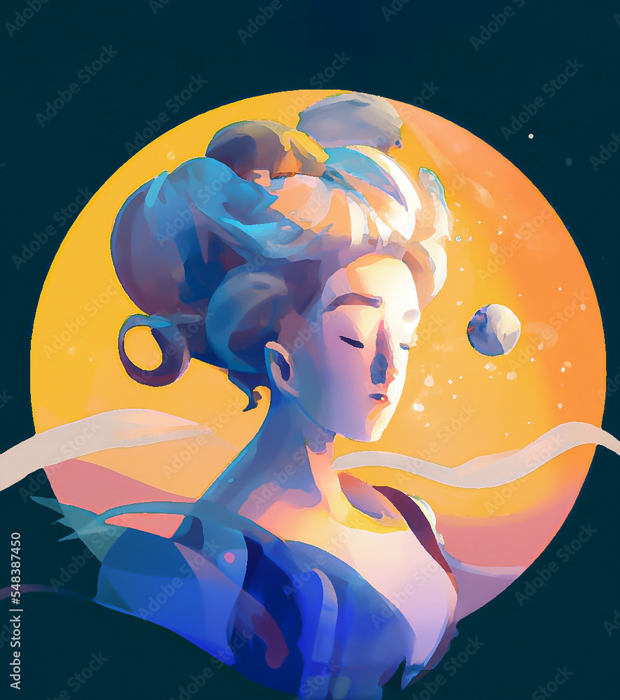Apollo, ancient Greek god of female. Mythology. Flat vector ...