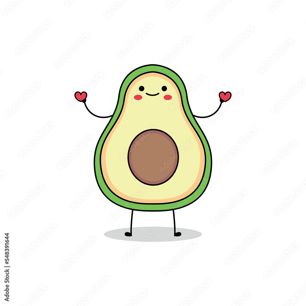 Cute avocado cartoon character spreading love Stock Vector | Adobe Stock