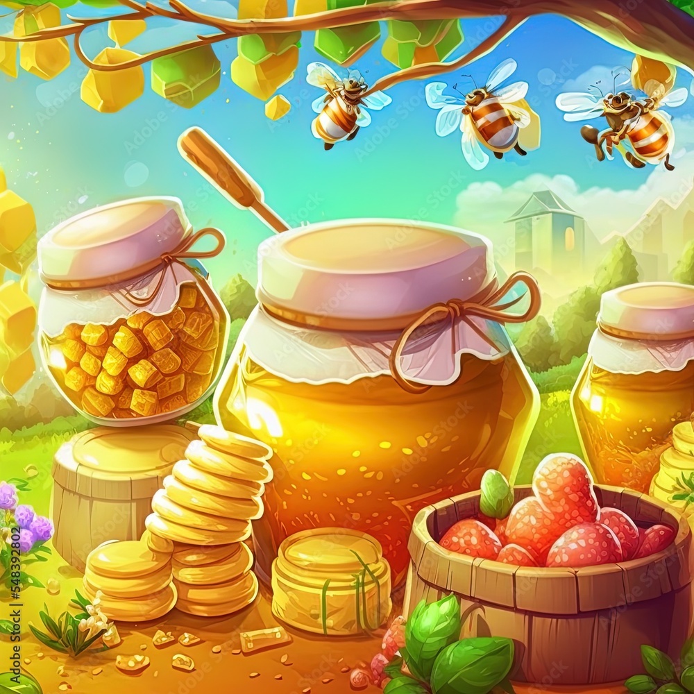Cartoon style sweet honey background Stock Illustration | Adobe Stock