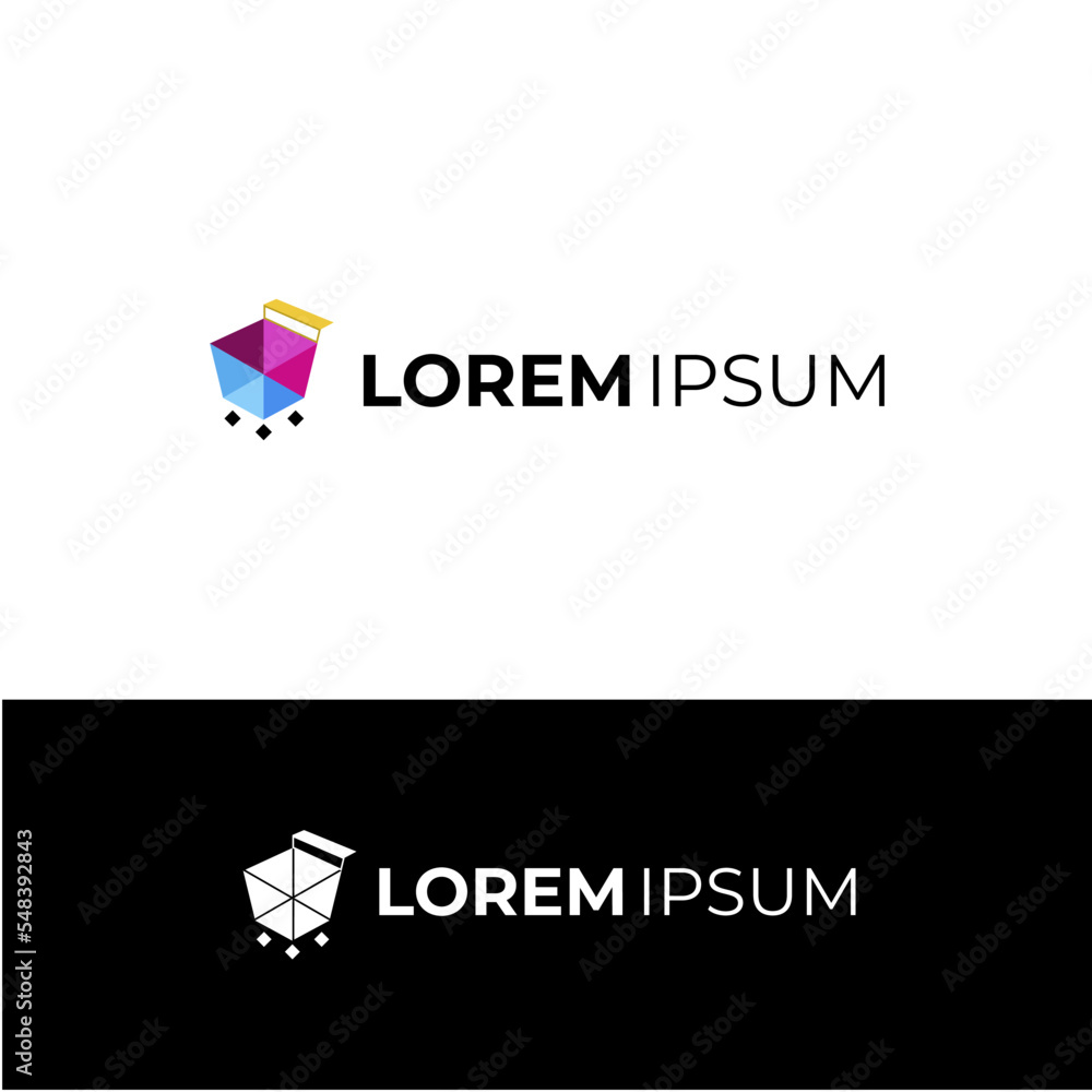 Hexagonal trolley shopping logos Modern logo Cool logo Shopping char ...